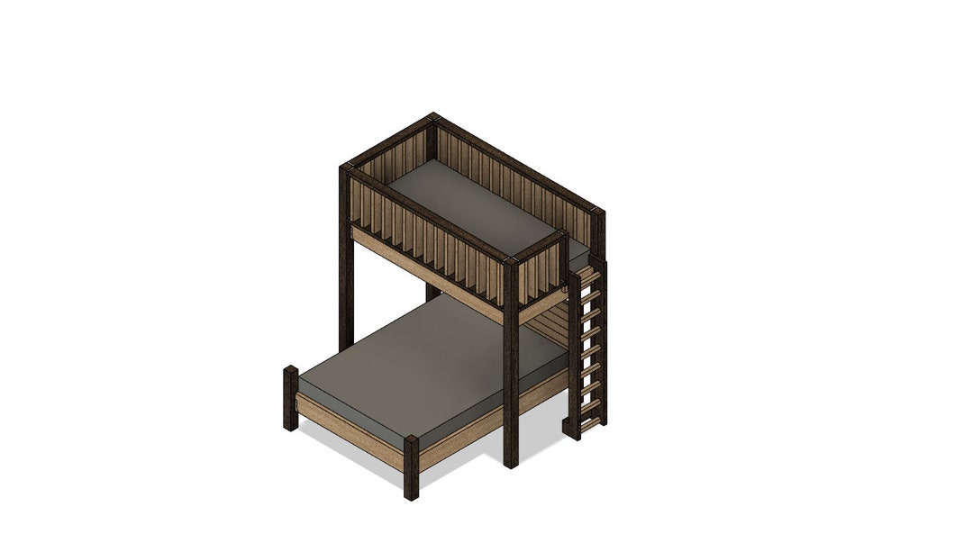 DIY Build Plans - Split Bunk Bed - Twin Bed Loft and Full Lower - Plan ...