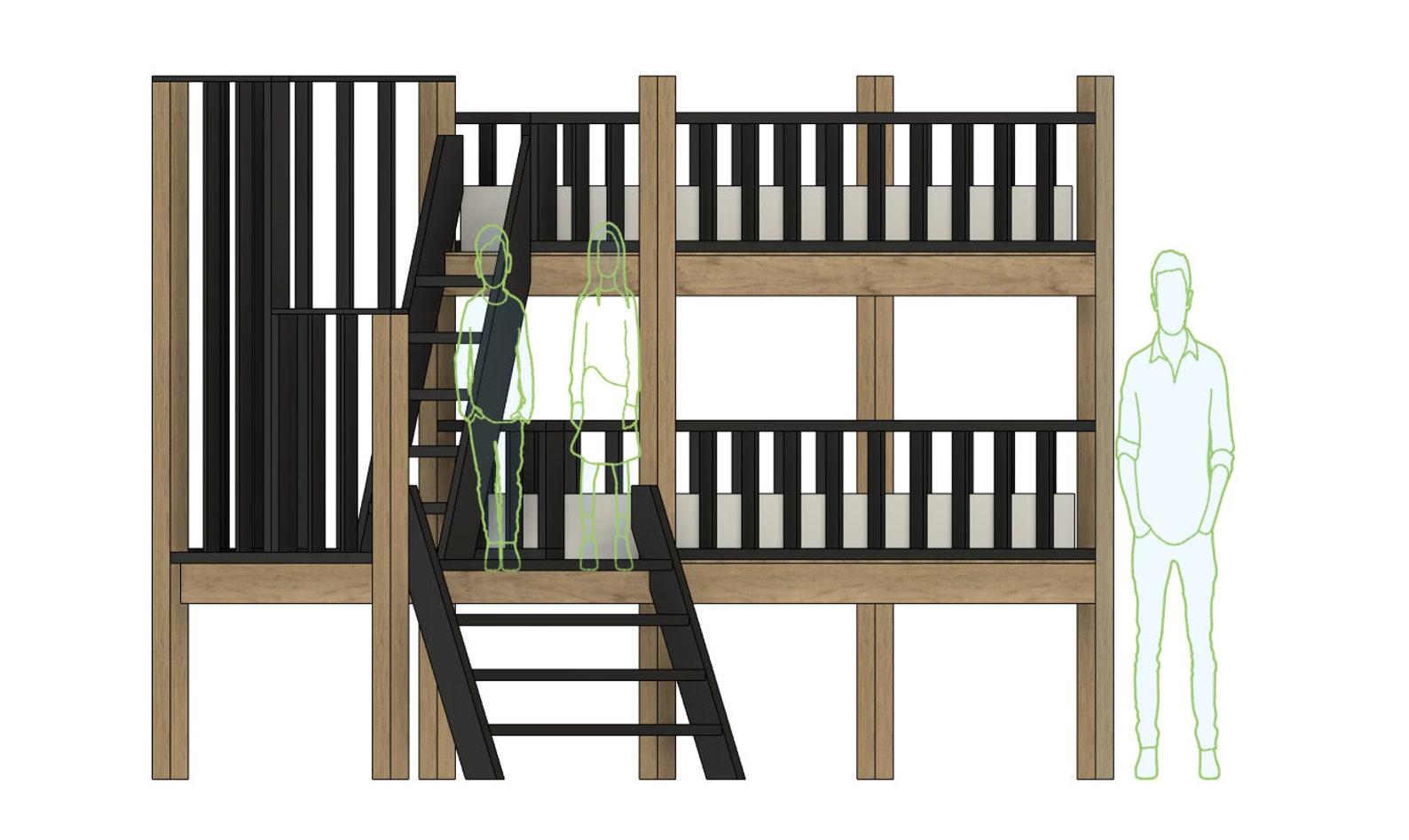 DIY Build Plans Elevated Bunk Bed Double Twin XL Bunk Bed - Etsy