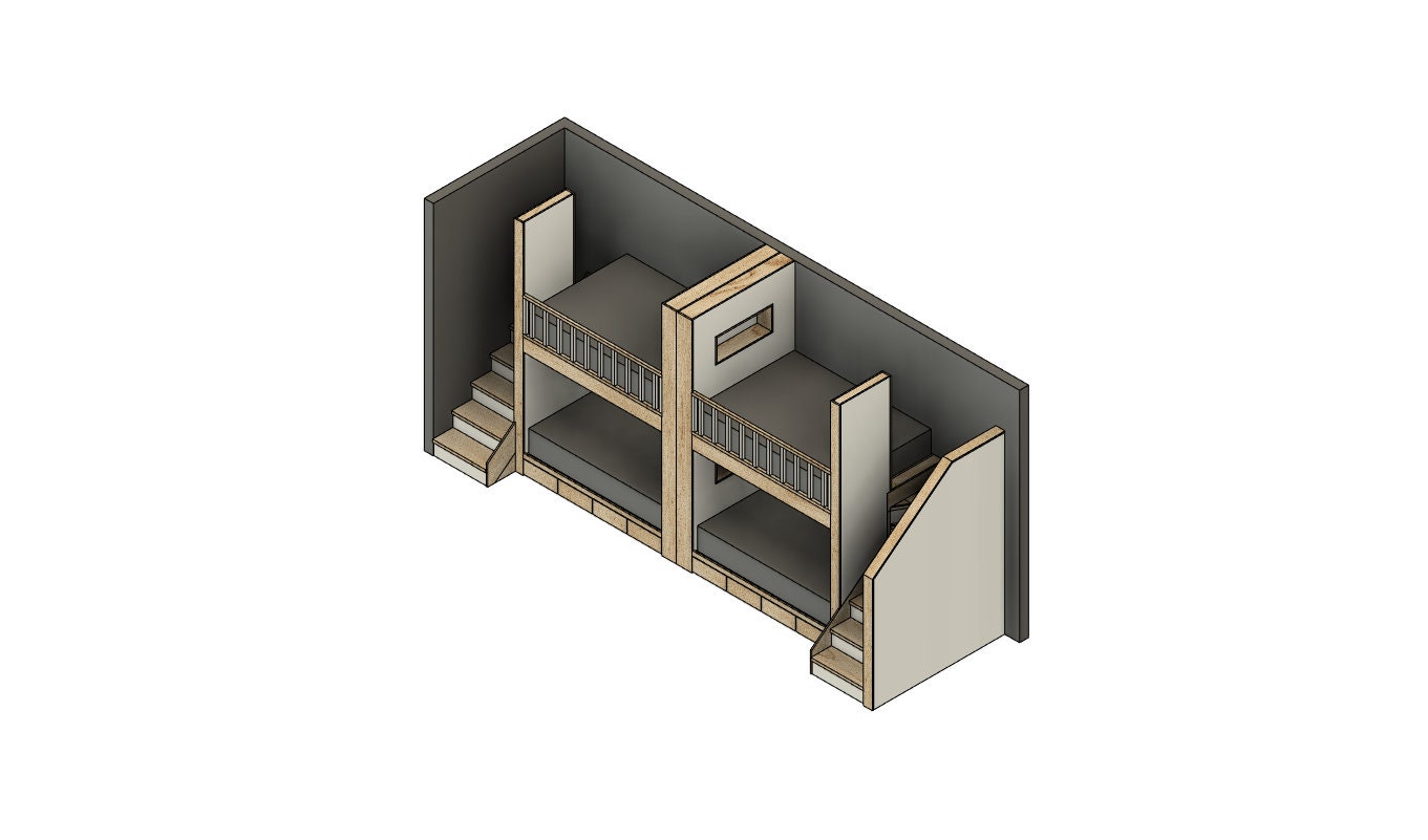 DIY Quad Full Bunk Bed Build Plans: With Stairs & Storage Drawers - Etsy