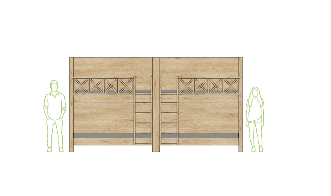 Queen Bunk Bed DIY Build Plans: Side-by-side Four Bed Layout - Etsy