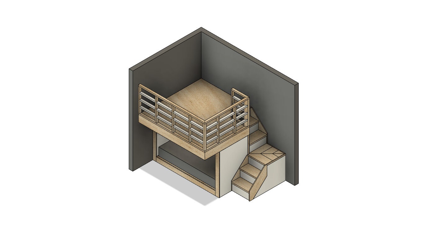 Full Size Reverse Loft Bed With Stairs: DIY Build Plans - Etsy