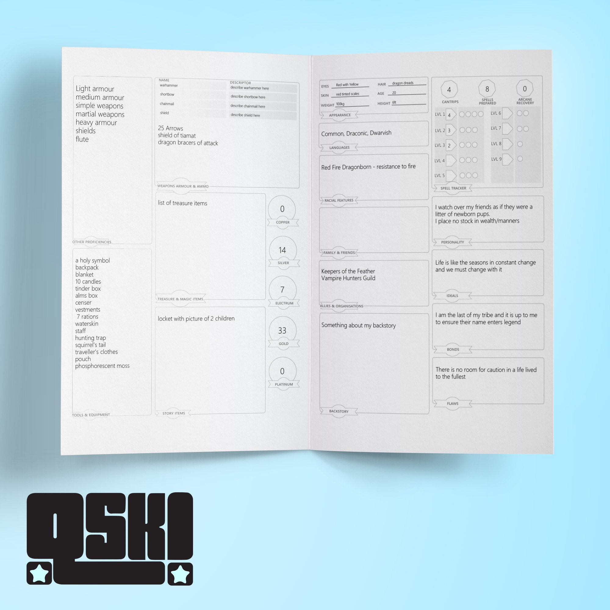 A5 Dnd 5E Character Sheet Fillable PDF - Print Double Sided and Fold ...