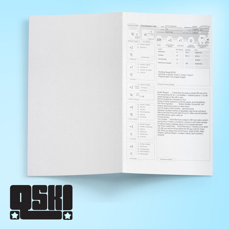 A5 Dnd 5E Character Sheet Fillable PDF - Print Double Sided and Fold ...