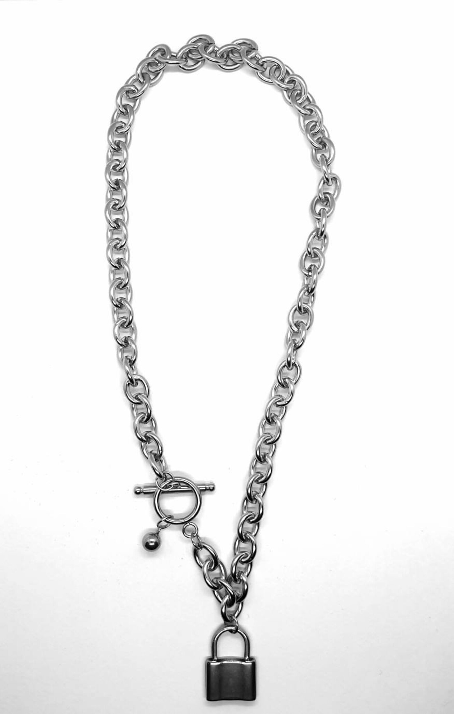 Padlock Chain Choker With Toggle Clasp Stainless Steel - Etsy UK