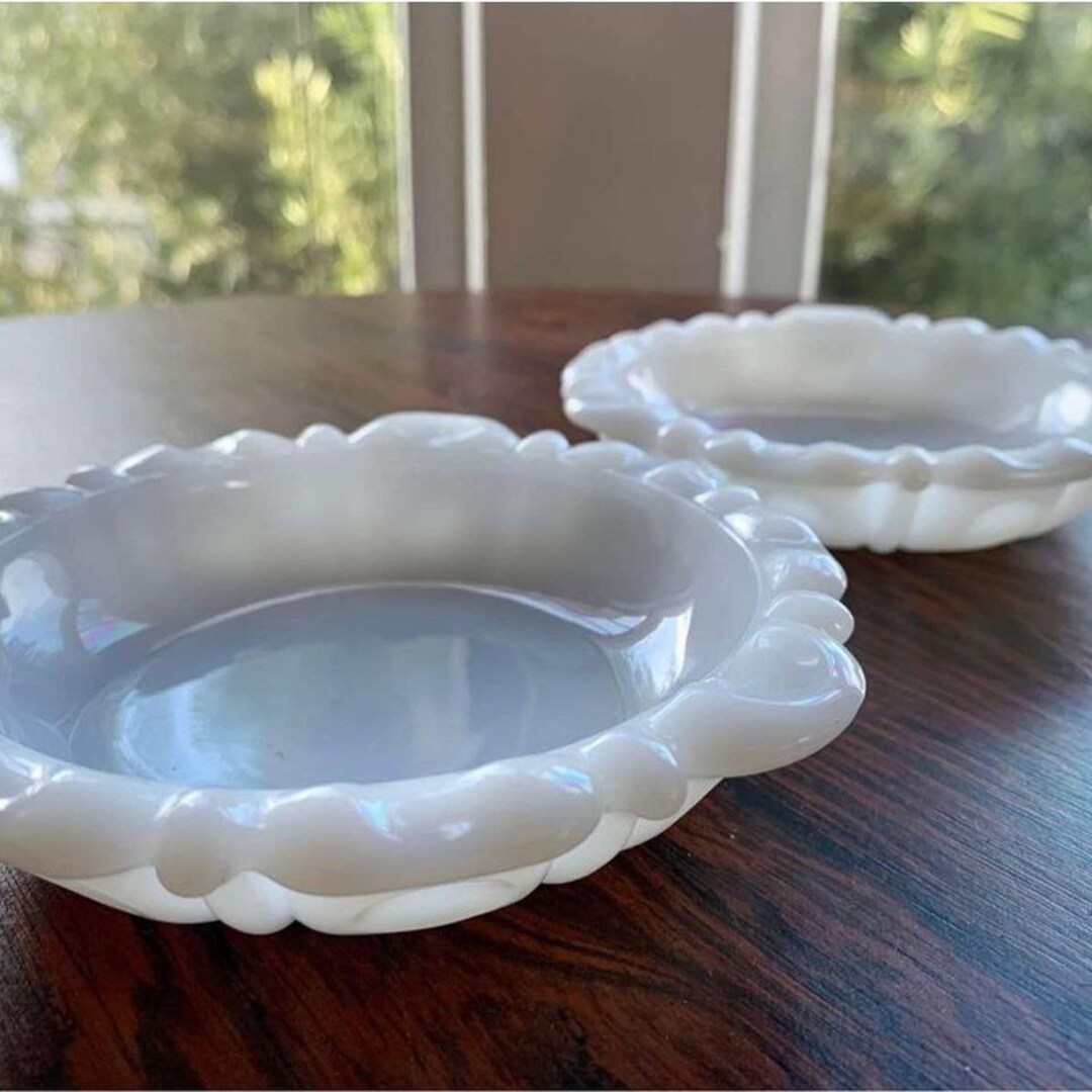 Vintage Anchor Hocking Opaque Milk Glass Thumbprint Dimple - Etsy