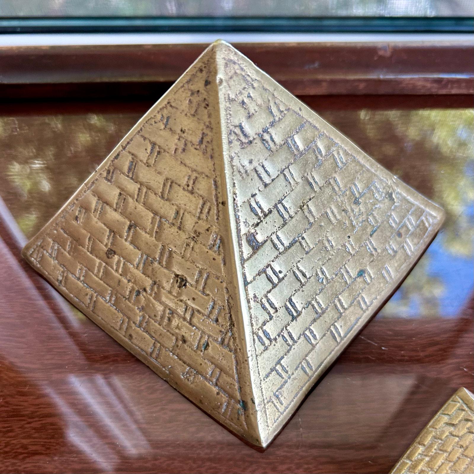 Vintage Brass Pyramid Sculpture Pair, Egyptian Style Decor - Etsy