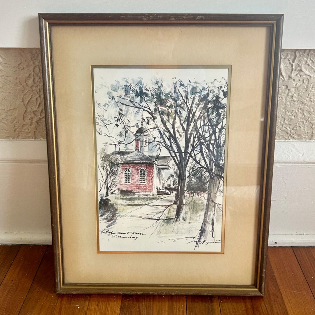 Vintage John Haymson Lithograph Watercolor Print, Colonial Court House ...