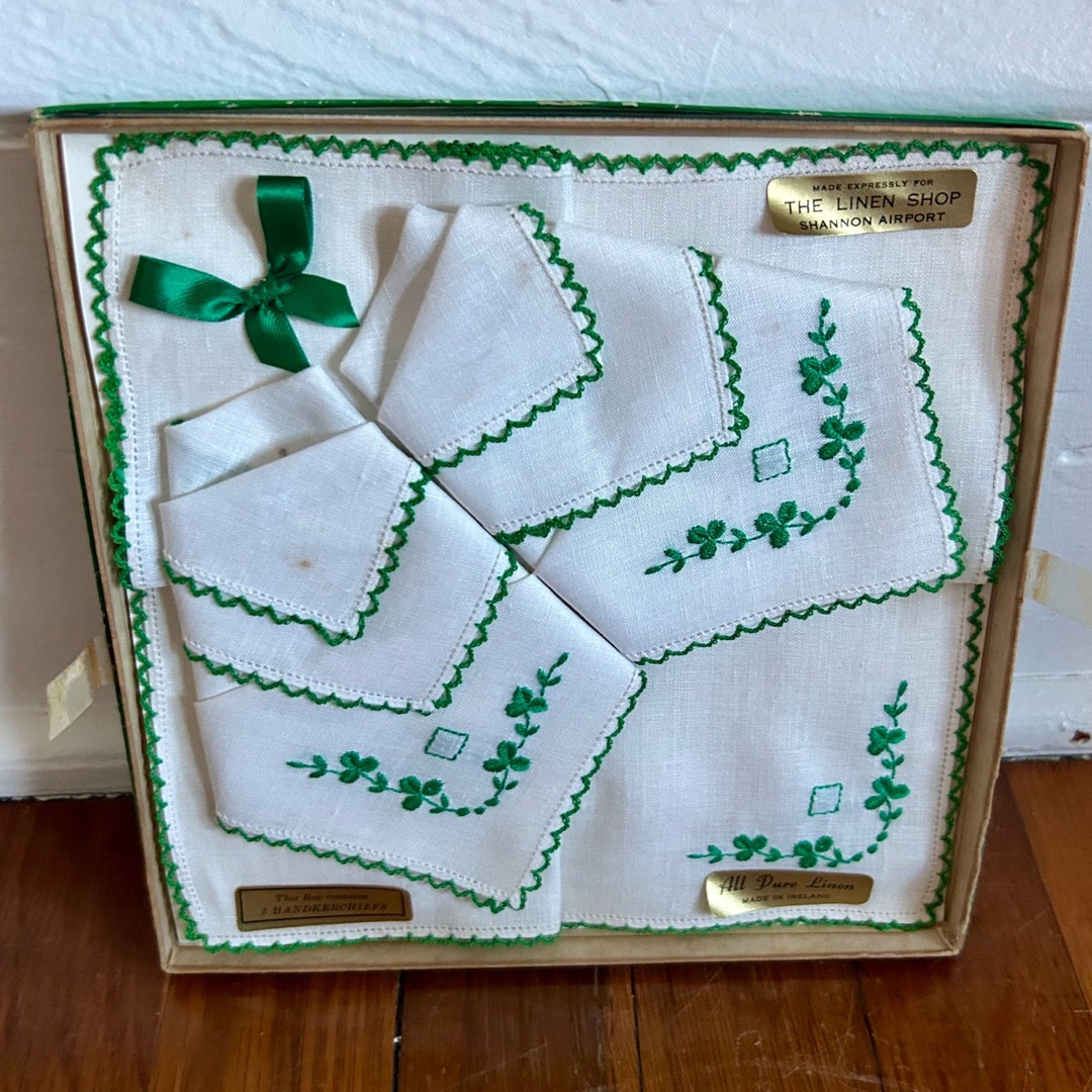 Vintage 1960s Shamrock Irish Linen Handkerchiefs Set of 3 Made for ...