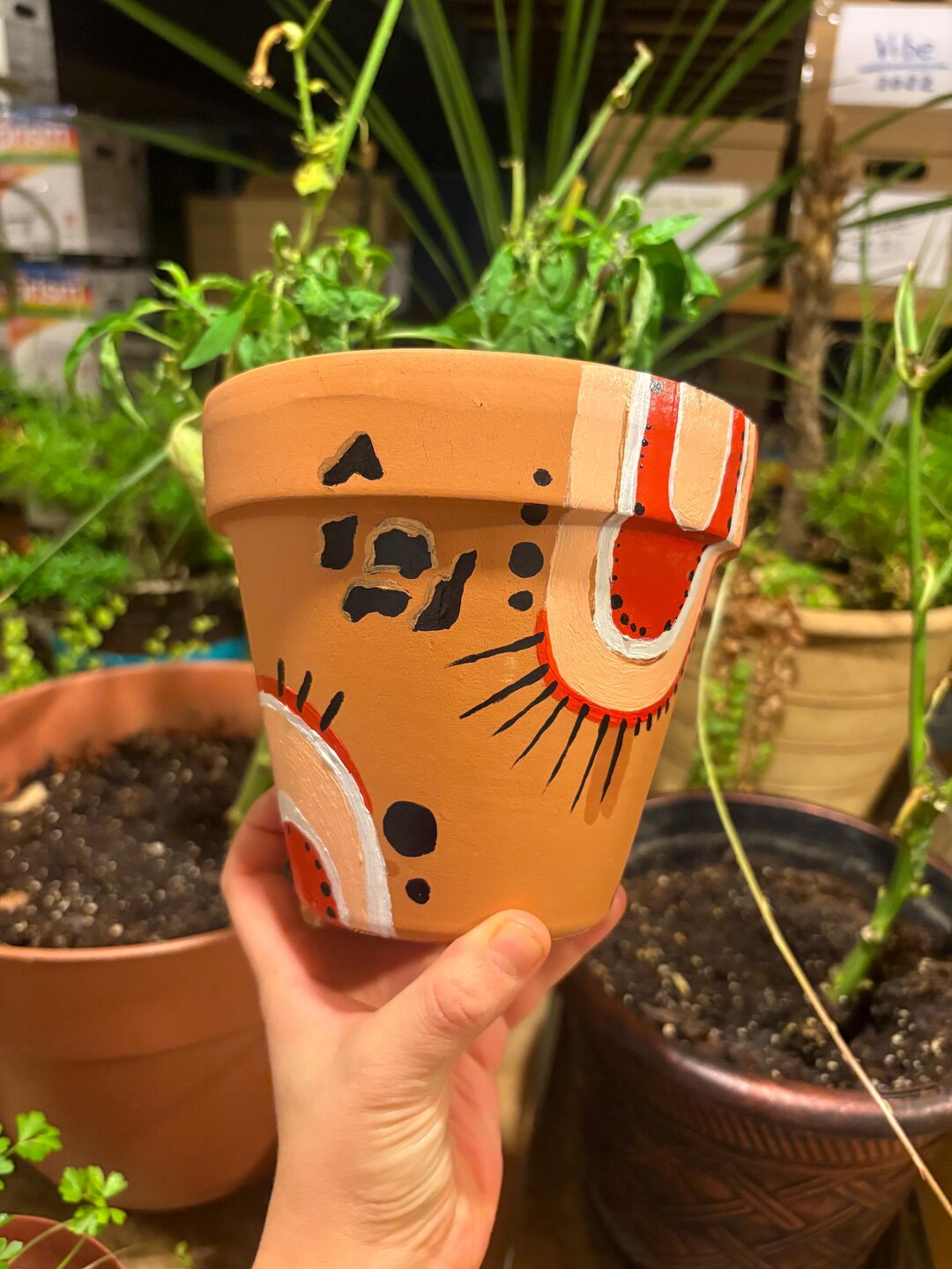 Flower Pots Boho Pots Painted Pots Gifts for Gardeners Hand Made Gifts ...