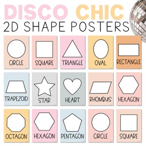 2D Shape Classroom Posters | Disco Chic - Etsy