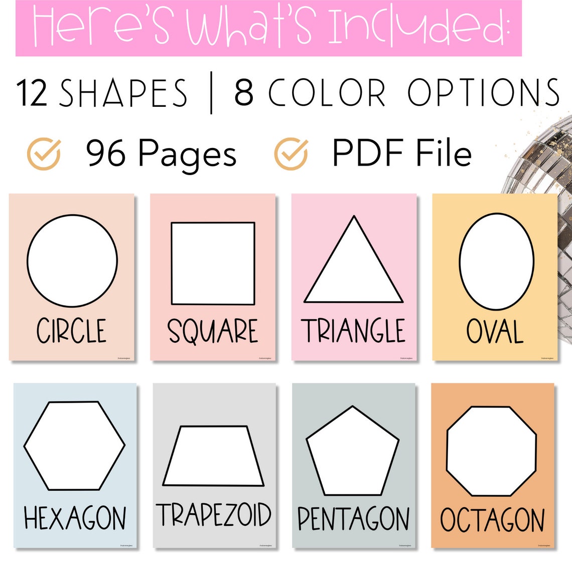 2D Shape Classroom Posters | Disco Chic - Etsy