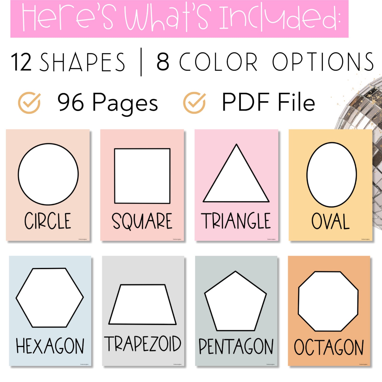 2D Shape Classroom Posters | Disco Chic - Etsy