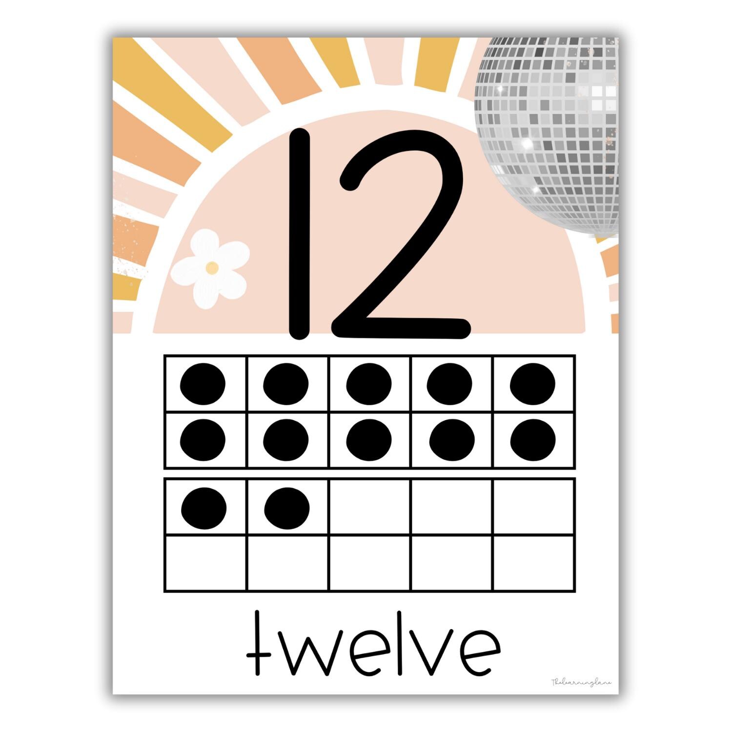Classroom Number Posters 1-20 | Disco Chic | Modern Boho Decor - Etsy
