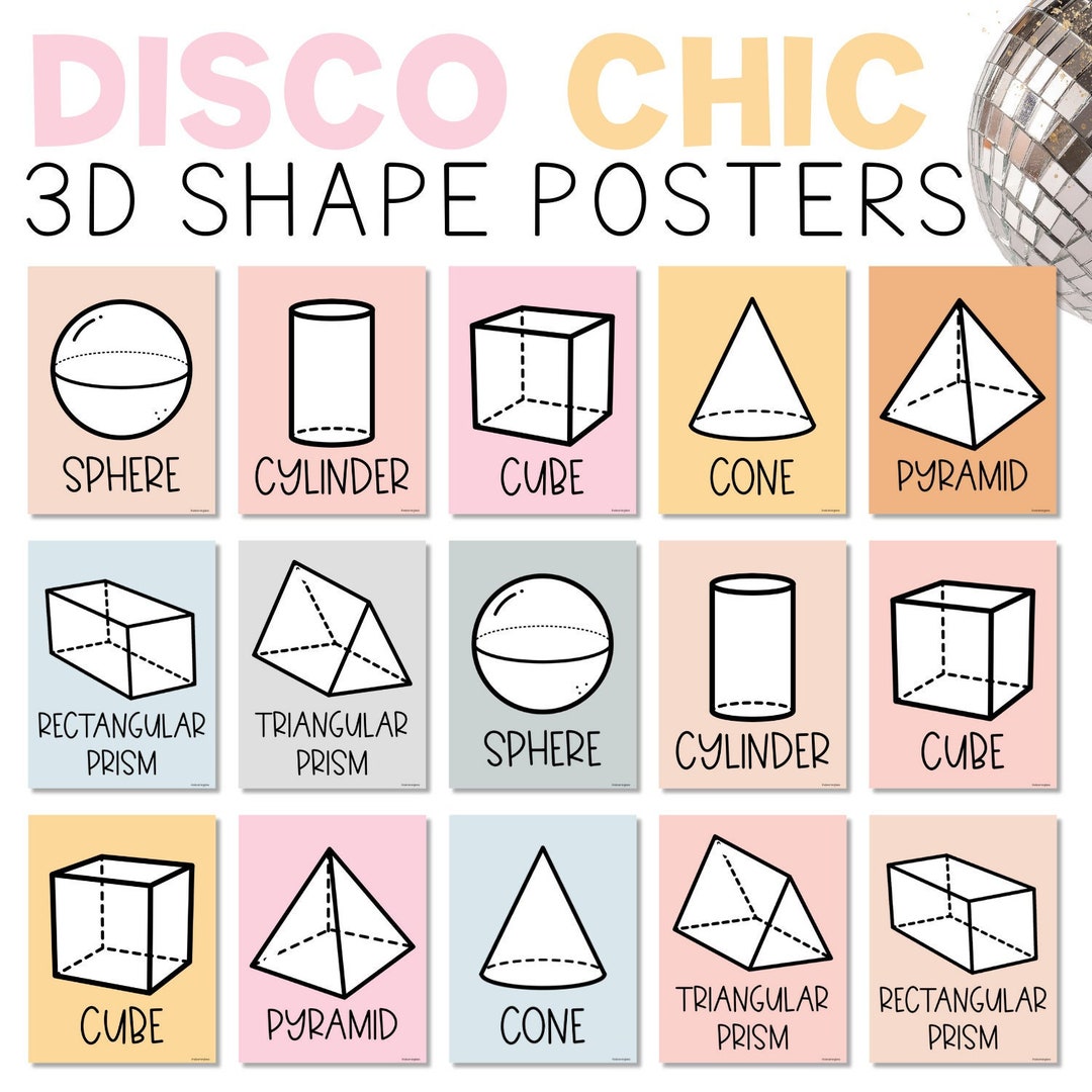 3D Shape Classroom Posters | Disco Chic | Boho Decor - Etsy