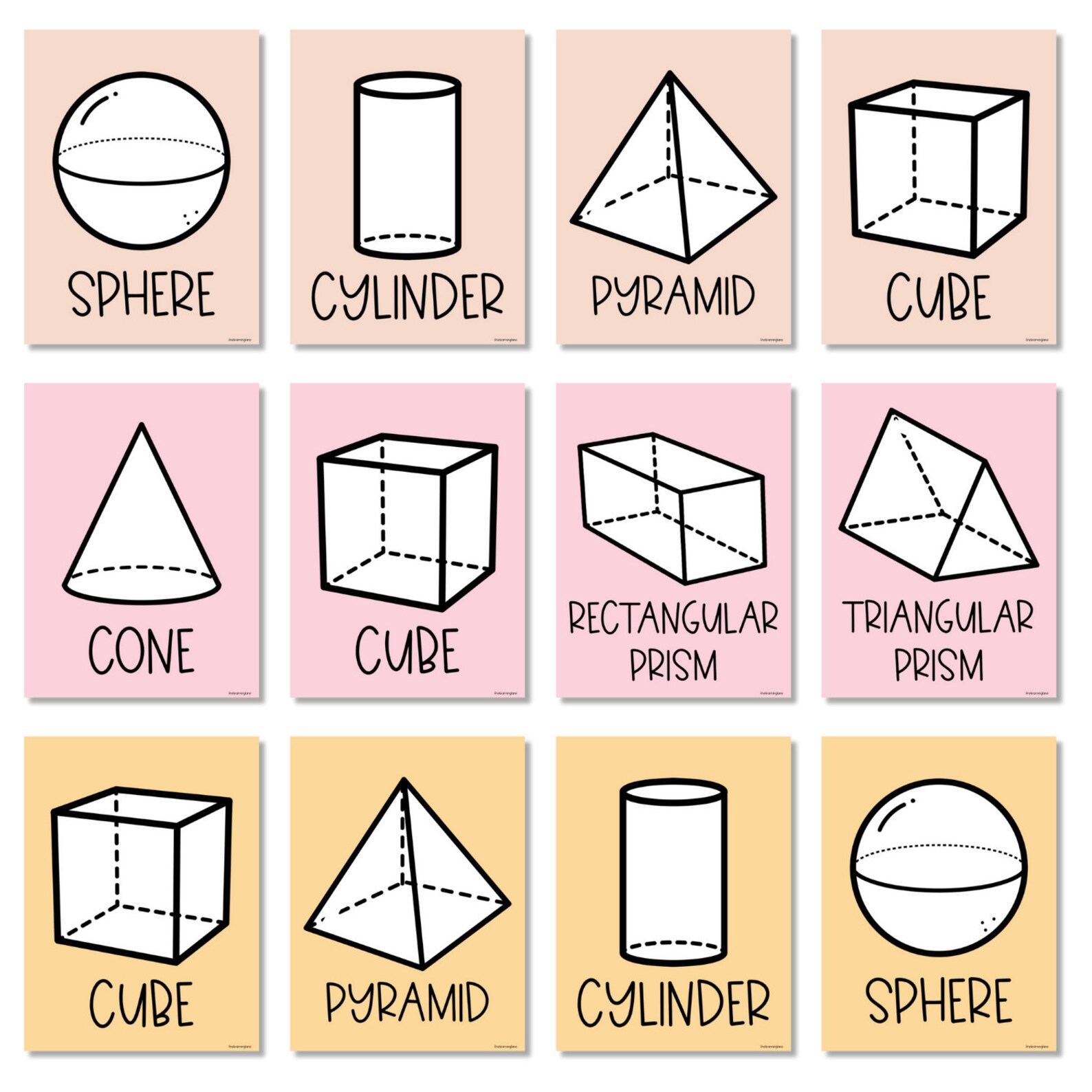 3D Shape Classroom Posters | Disco Chic | Boho Decor - Etsy