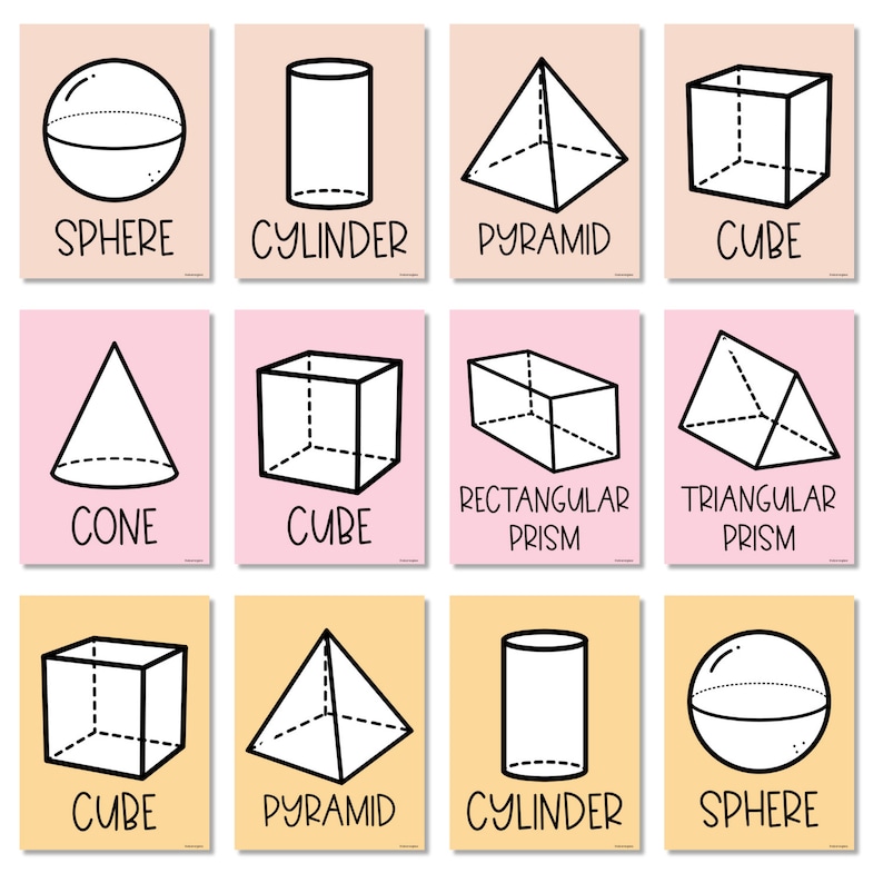 3D Shape Classroom Posters | Disco Chic | Boho Decor - Etsy