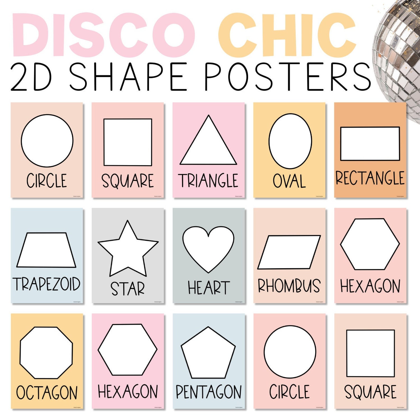 2D Shape Classroom Posters | Disco Chic - Etsy