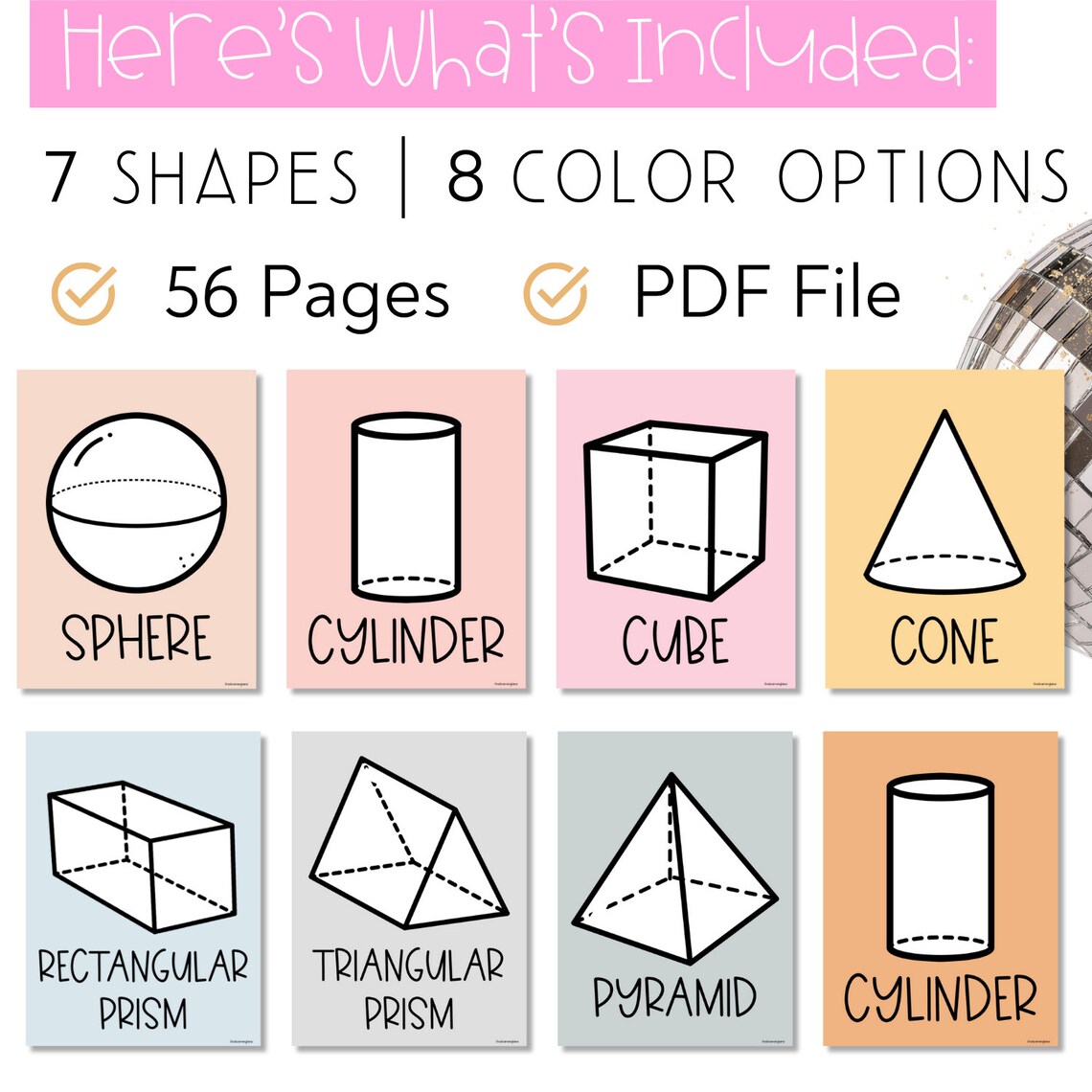 3D Shape Classroom Posters | Disco Chic | Boho Decor - Etsy