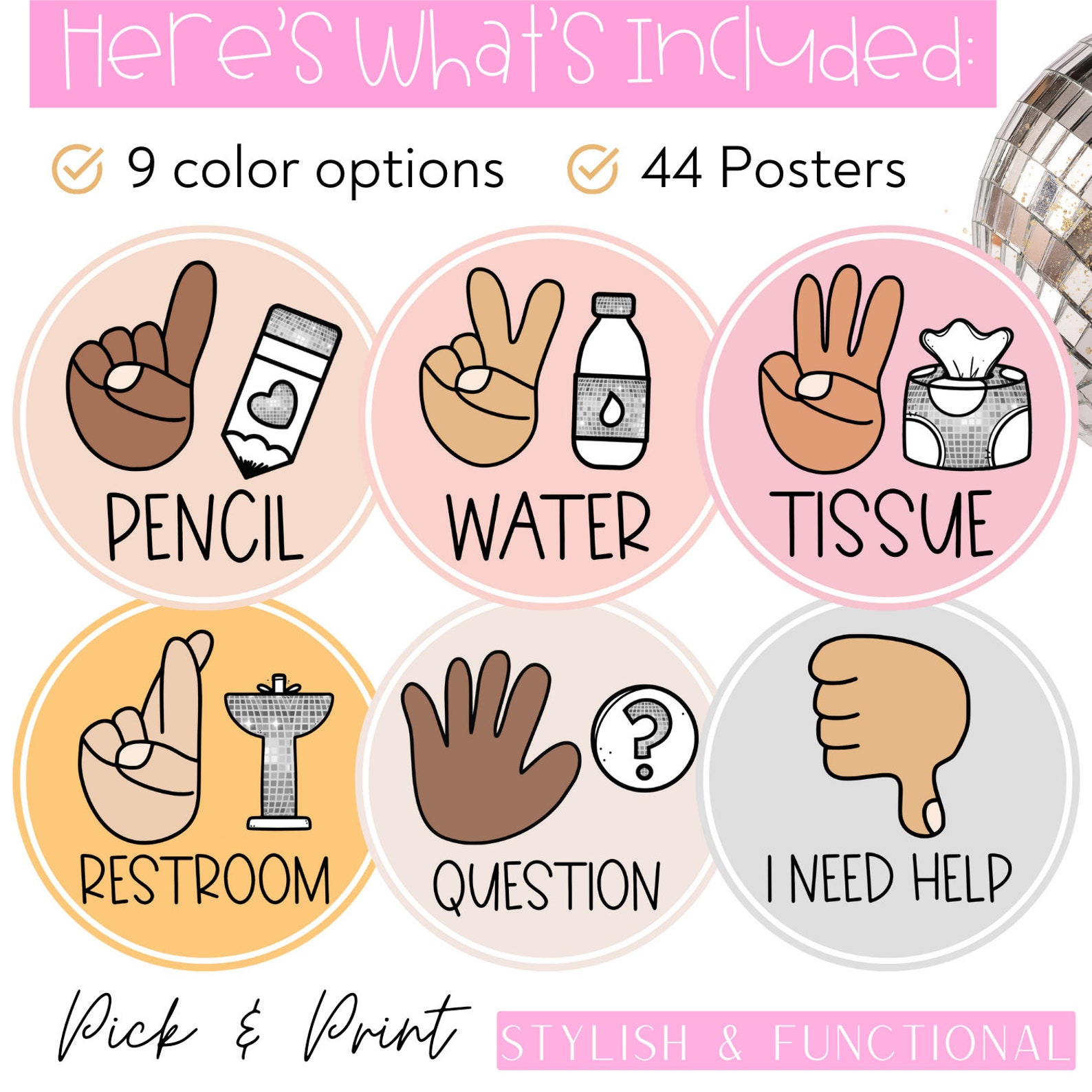 Disco Chic Hand Signal Posters - Etsy