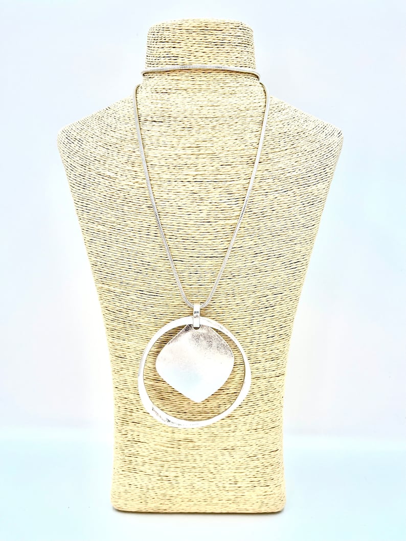 Very Long Circle Pendant Necklace - Etsy