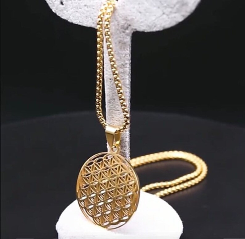 Long Chain Gold Colour Flower of Life Stainless Steel Long - Etsy