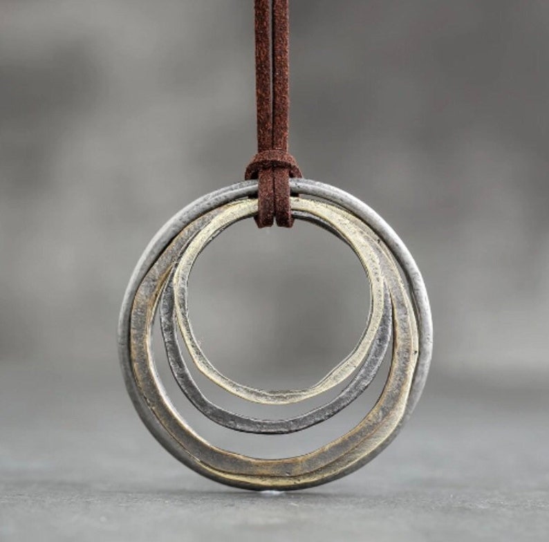 Big Round Pendant Rope Chain Necklace Gold Silver Circle - Etsy