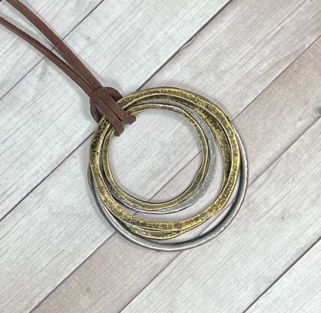 Big Round Pendant | Rope Chain Necklace | Gold Silver Circle Pendant ...
