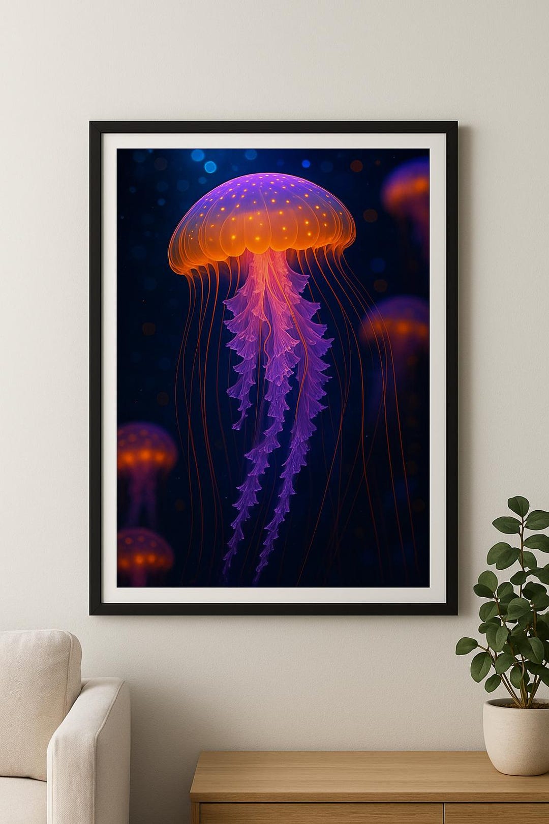 Printable Glowing Jellyfish Wall Art – Bioluminescent Ocean - Etsy