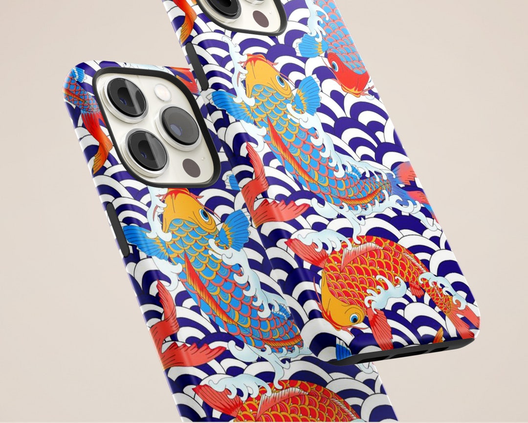 Tough Koi Fish Phone Case Chinese Art Cover for iPhone 15, 14, 13, 12 ...