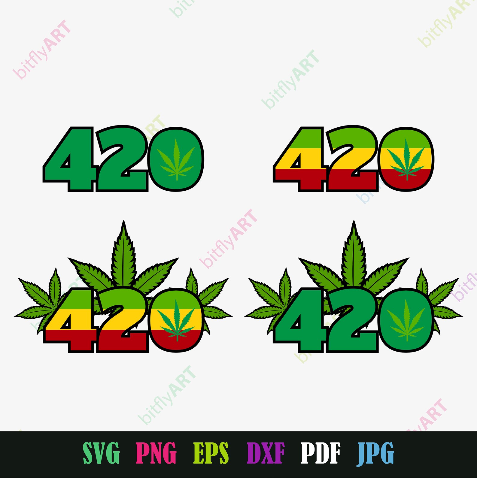 420 Weed SVG Bundle 420 Pot Leaf Cannabis PNG EPS Layered | Etsy
