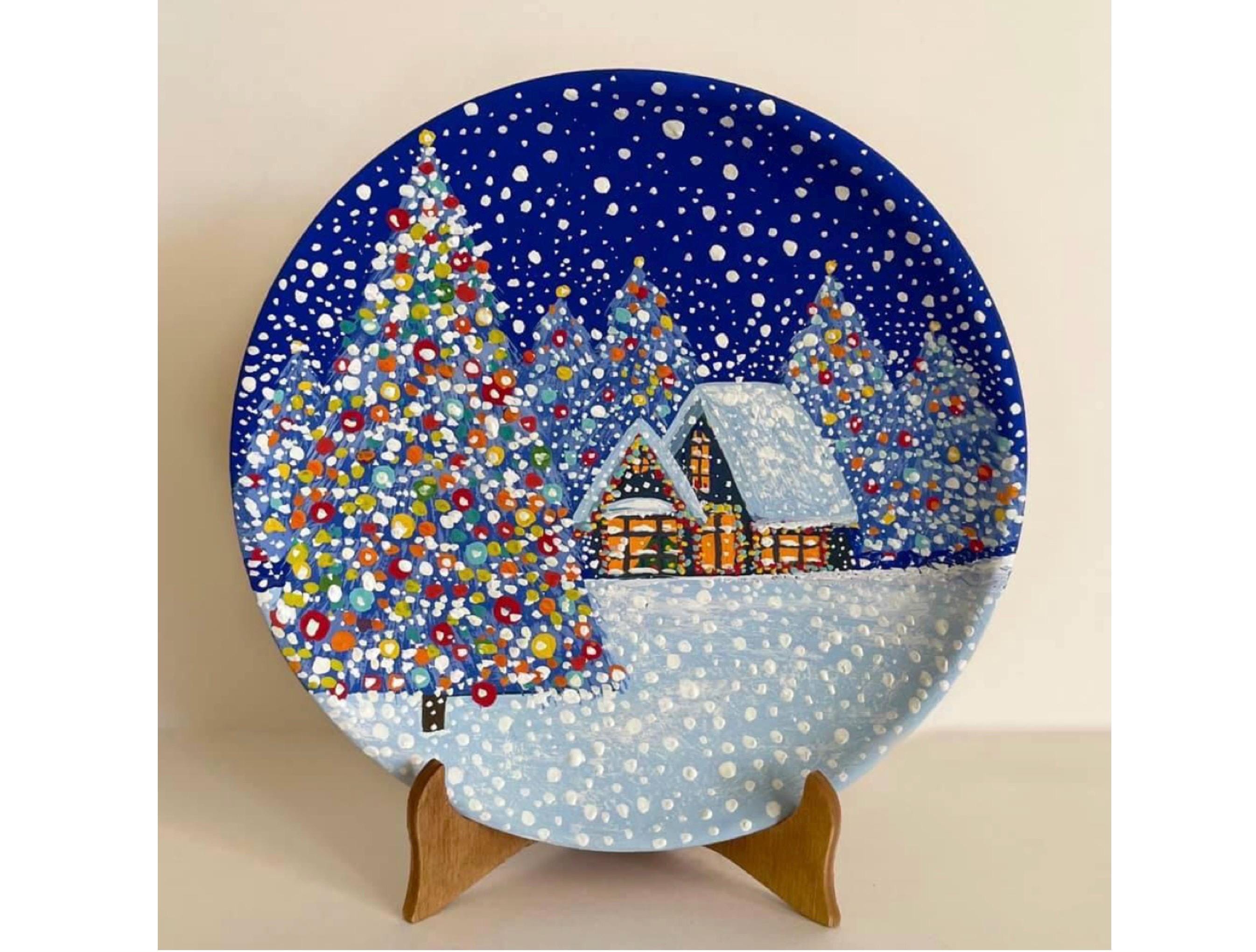 Ceramic Wall Plate, Large Ceramic Plate, Christmas Decoration, Large ...
