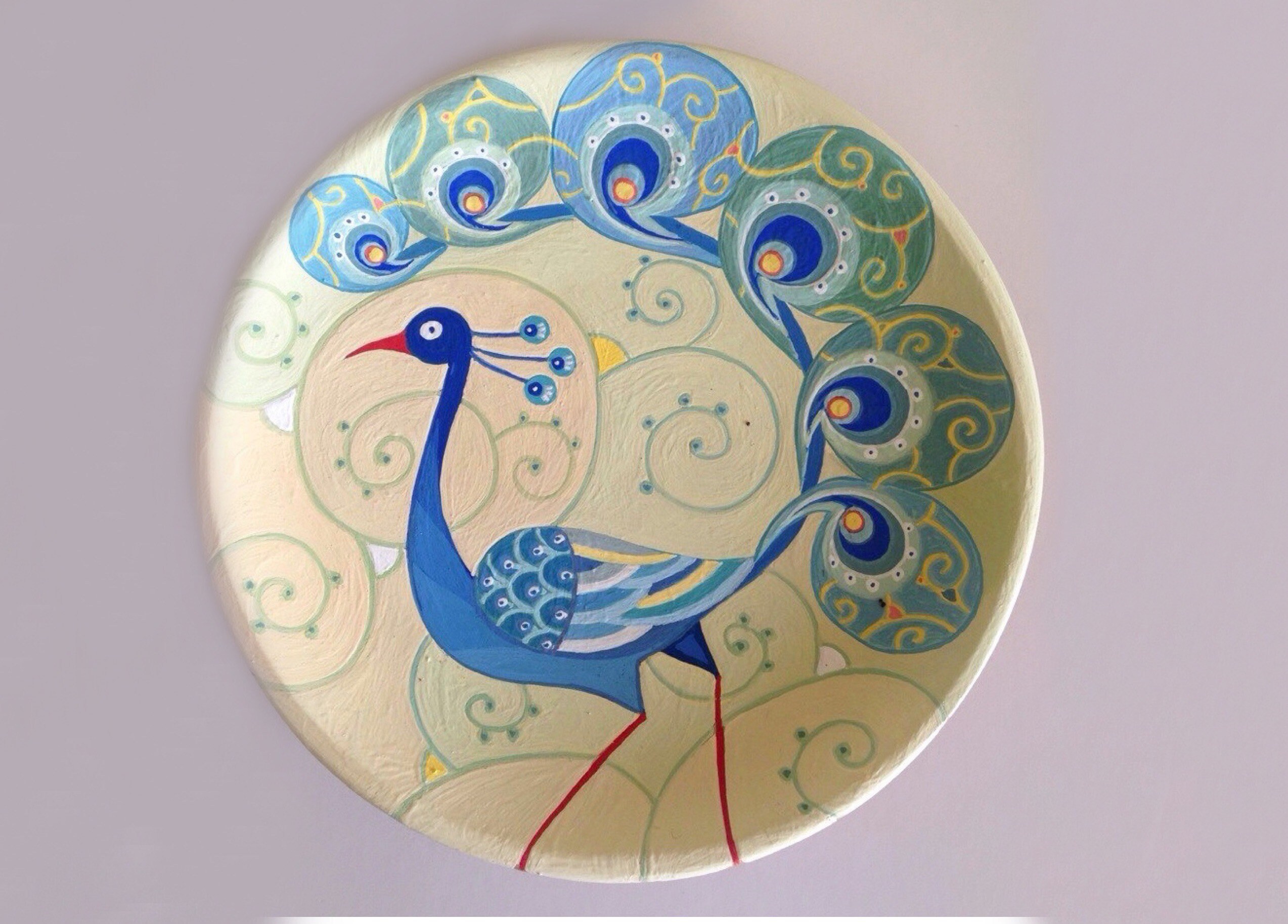 Ceramic Plate "peacock", Pottery Plate, Beautiful Bright Decorative ...