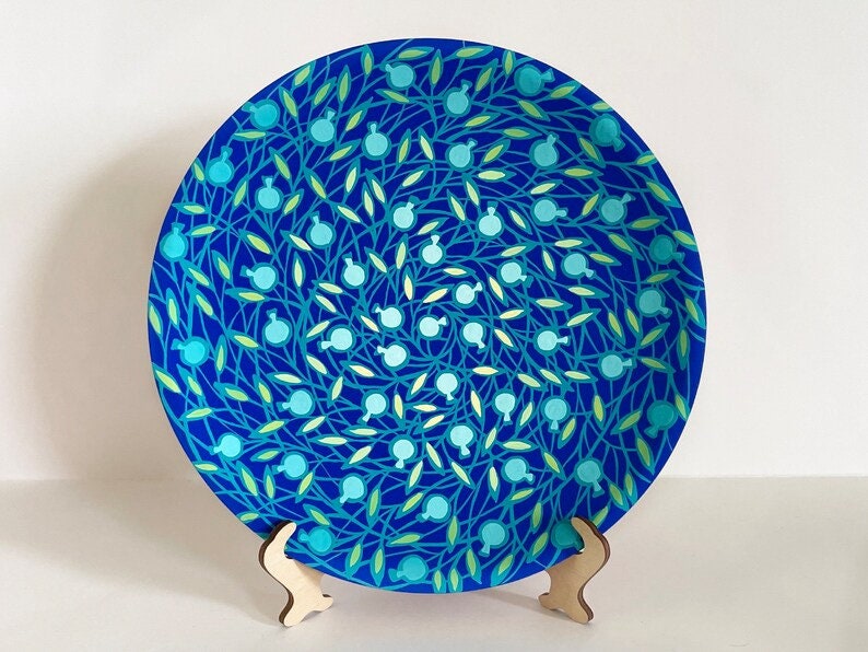 Ceramic Wall Plate Wall Art Wall Decor Blue Large Plate - Etsy