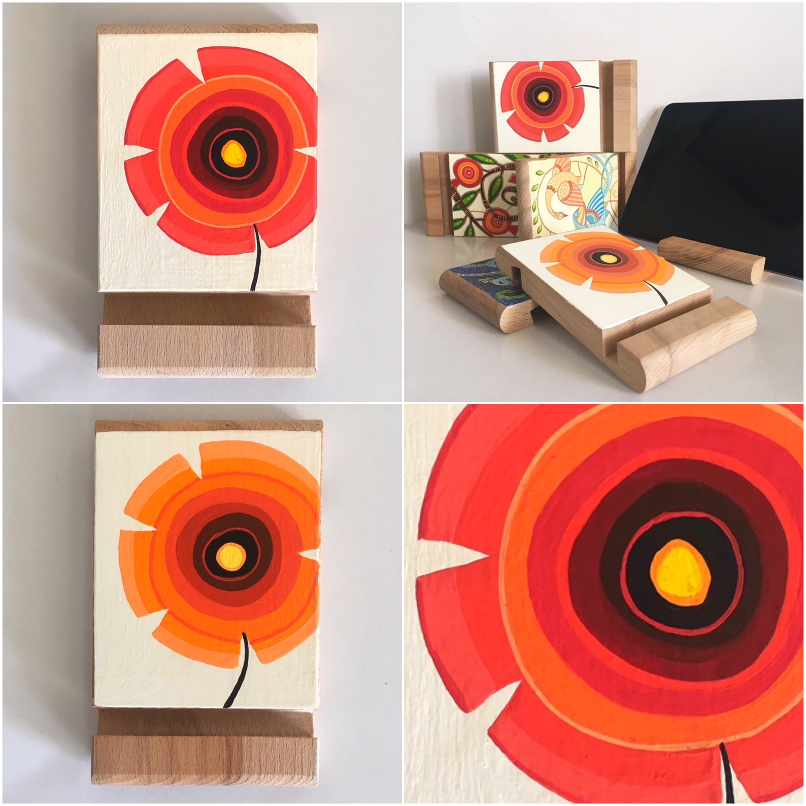 Smartphone and Tablet Wooden Stand poopy, Double-sided iPhone Stand ...