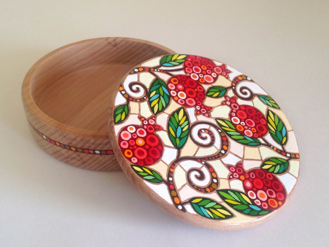 Wooden Jewelry Box, Round Trinket Box, Round Wooden Box, Rings Storage ...