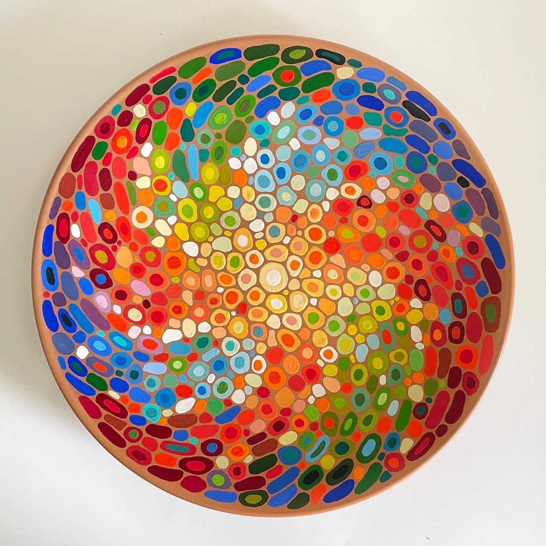 Decorative Ceramic Wall Plate, Large Hanging Plate, Multicolor Wall ...