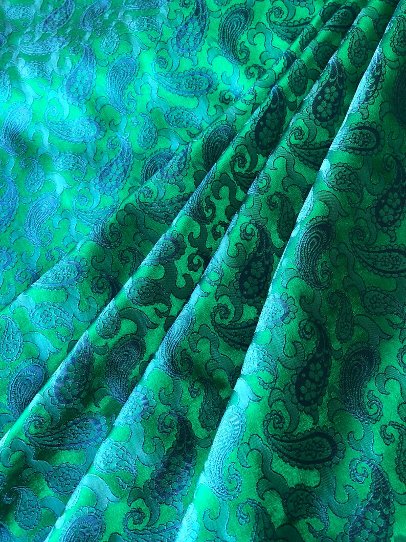 Turquoise Paisley Fabric by Yard PURE MULBERRY SILK Statement - Etsy