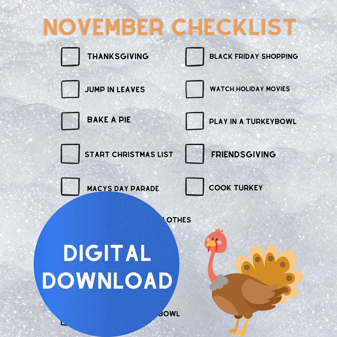 November Checklist Digital Download - Etsy