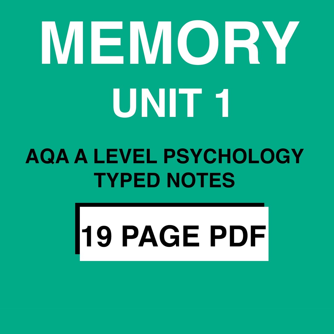 AQA A Level Psychology - Memory PDF Notes - Etsy