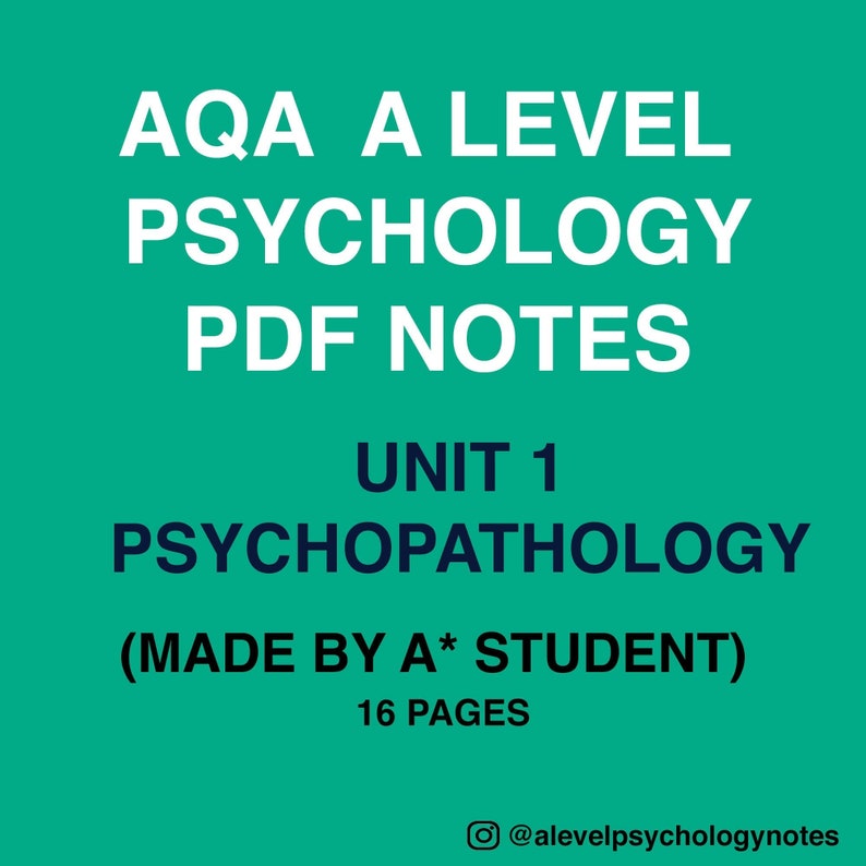AQA A Level Psychology - Psychopathology PDF Notes - Etsy
