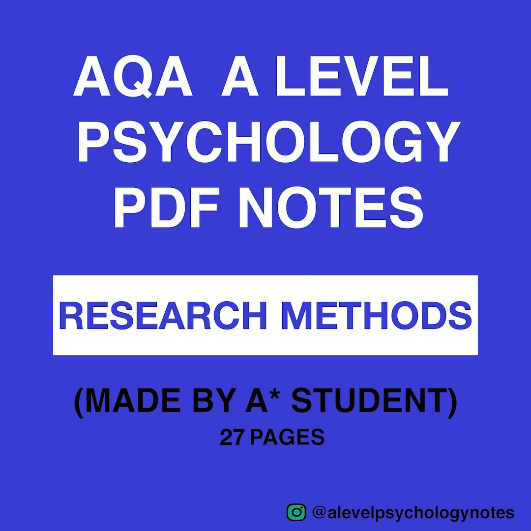 AQA A Level Psychology - Research Methods PDF Notes - Etsy UK