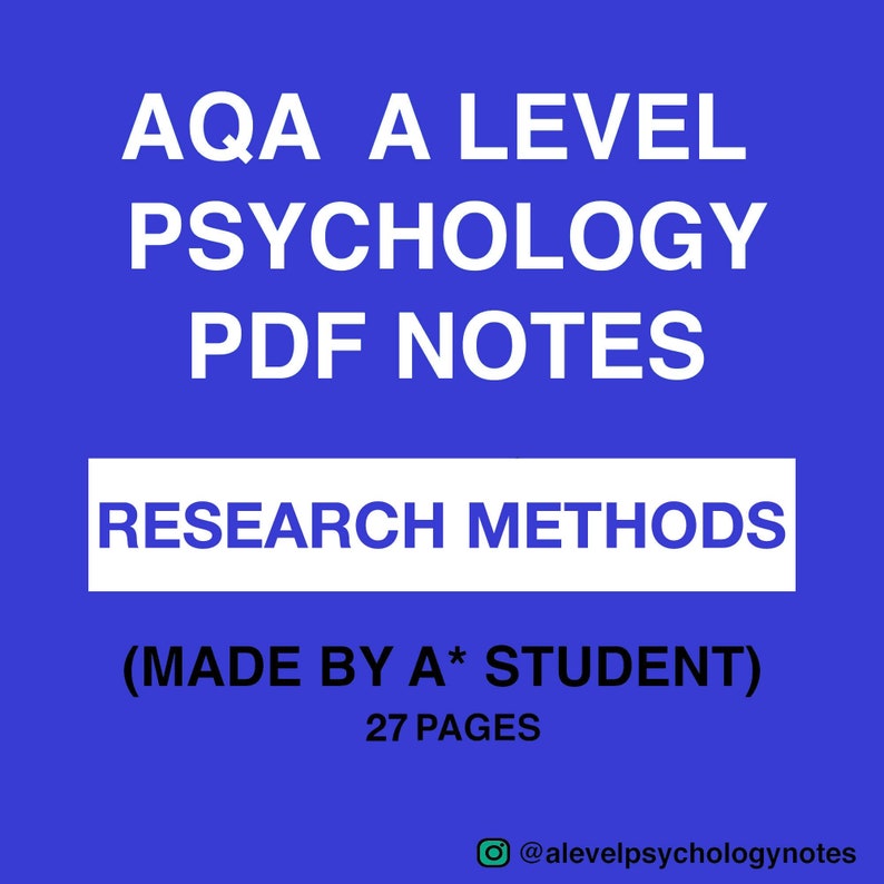 AQA A Level Psychology - Research Methods PDF Notes - Etsy UK