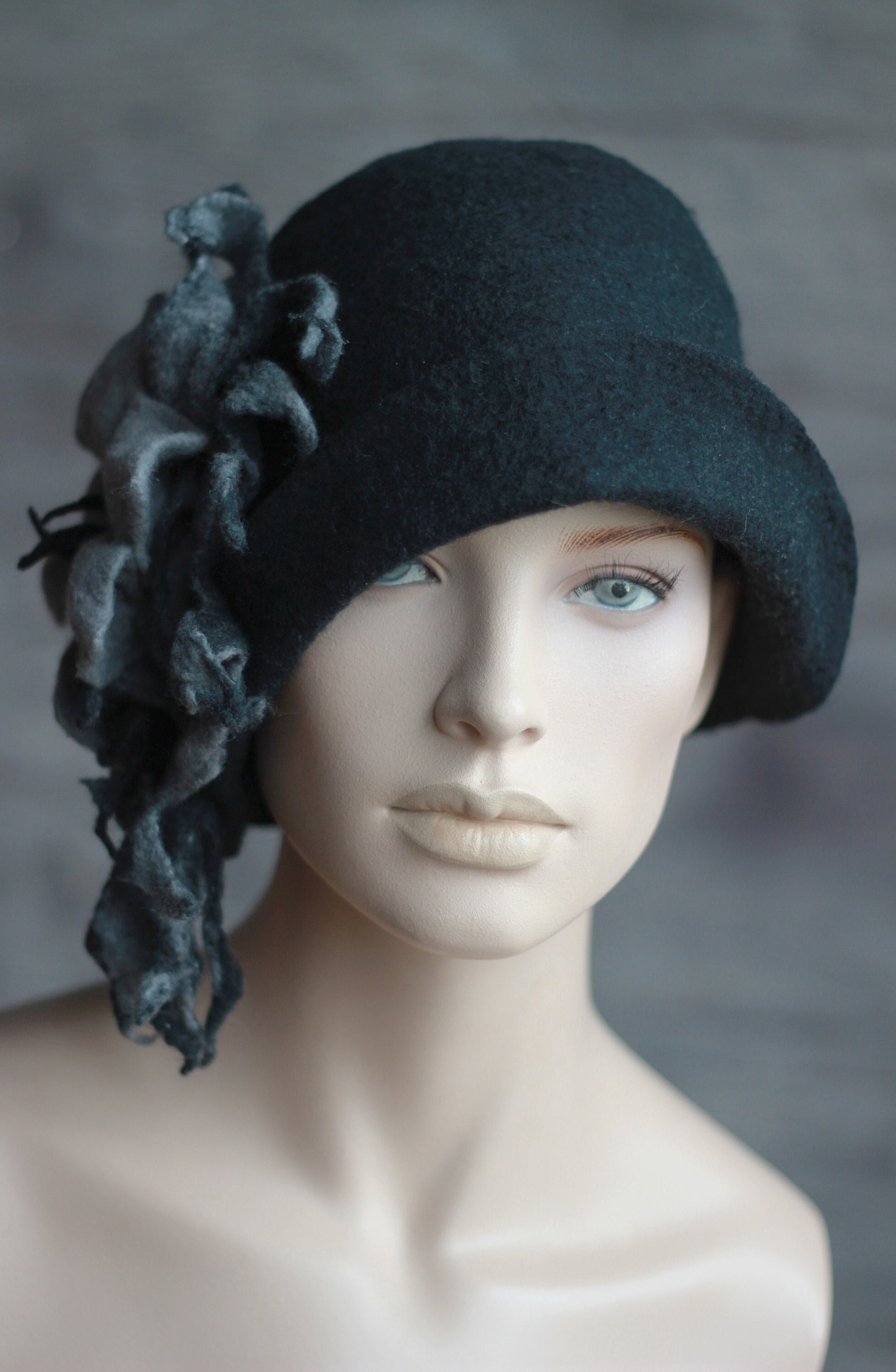 Black Cloche Hat, Felt Hat Women ,vintage Style Hats for Women, Retro ...