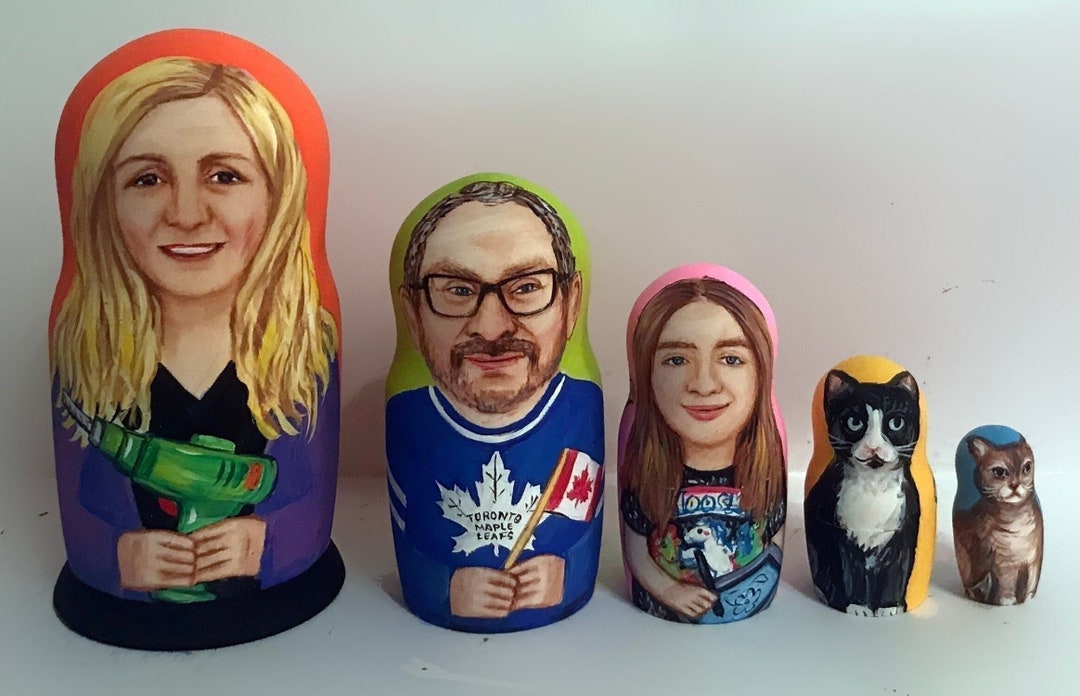 Custom 5 Pcs Nesting Doll/portrait 5-dolls Nesting Set/family Nesting ...