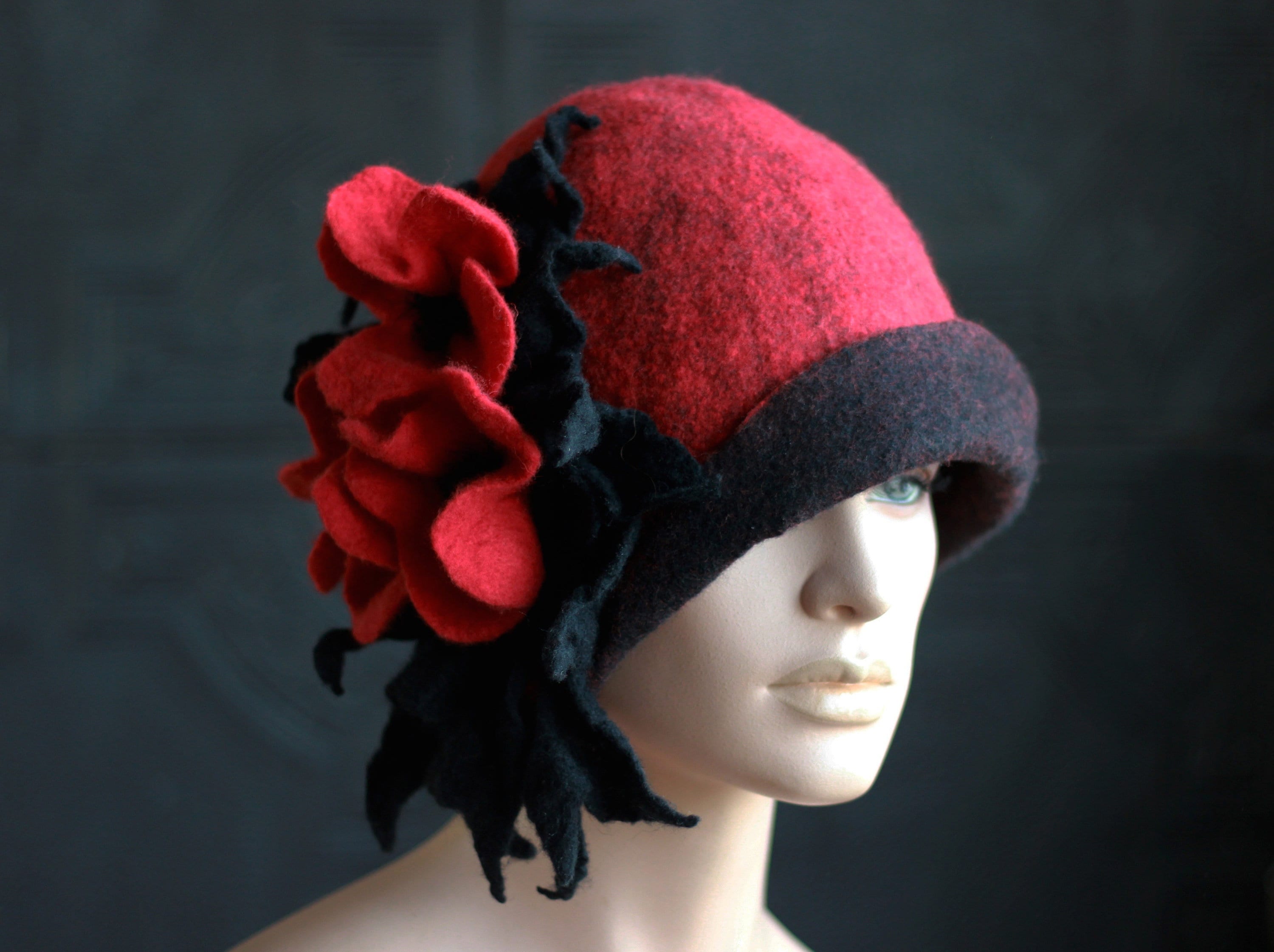 Red Cloche Hat Felt Hat Women vintage Style Hats for Women - Etsy