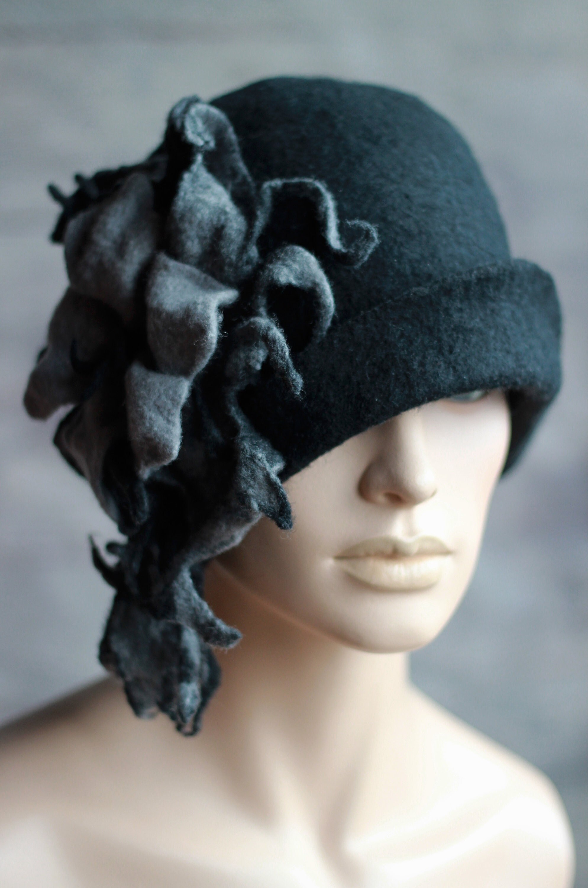 Black Cloche Hat, Felt Hat Women ,vintage Style Hats for Women, Retro ...