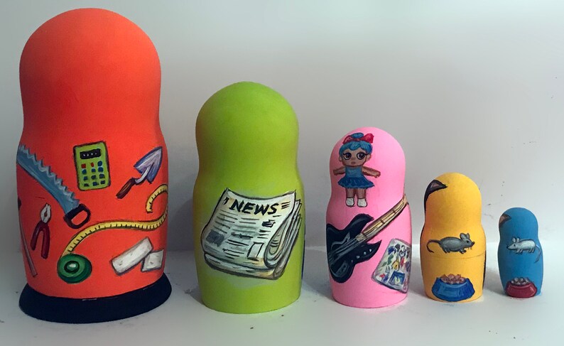 Custom 5 Pcs Nesting Doll/portrait 5-dolls Nesting Set/family Nesting ...