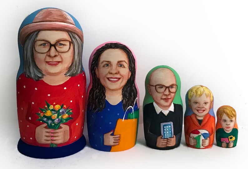 Custom Nesting Doll of 5/portrait 5-dolls Nesting Set/custom Portrait ...