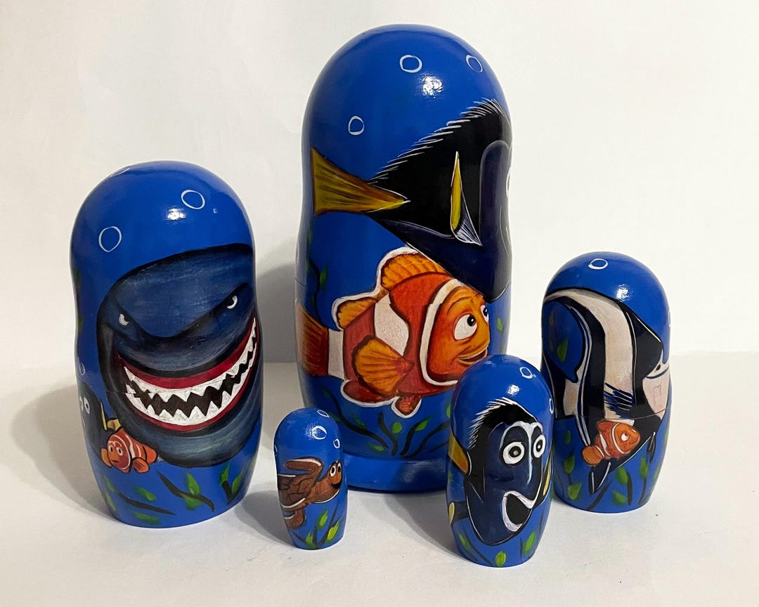 Finding Nemo Nesting Doll of 5, Finding Nemo Cartoon Matryoshka - Etsy