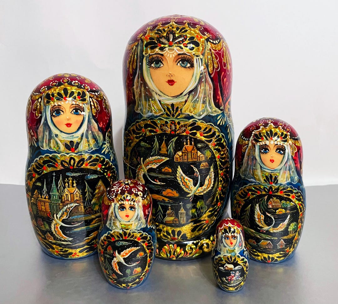 Russian Nesting Doll of 5/russian Fairy Tale Matryoshka of 5/handmade ...